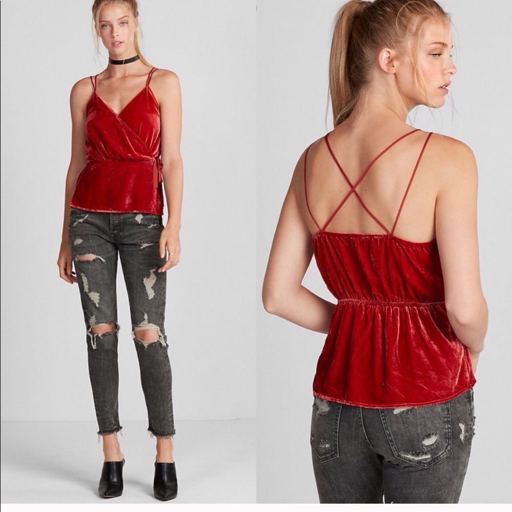 New Express Burnt Orange Velvet Wrap Tank - Gem